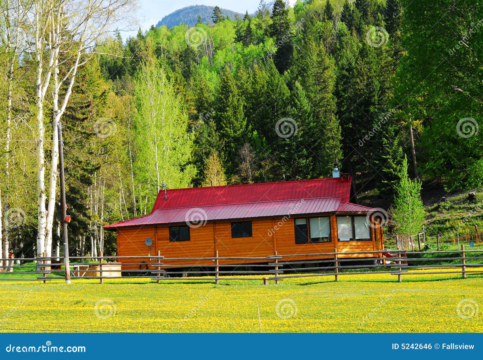 Red house in farm stock photo. Image of meadowland, colorful - 5242646