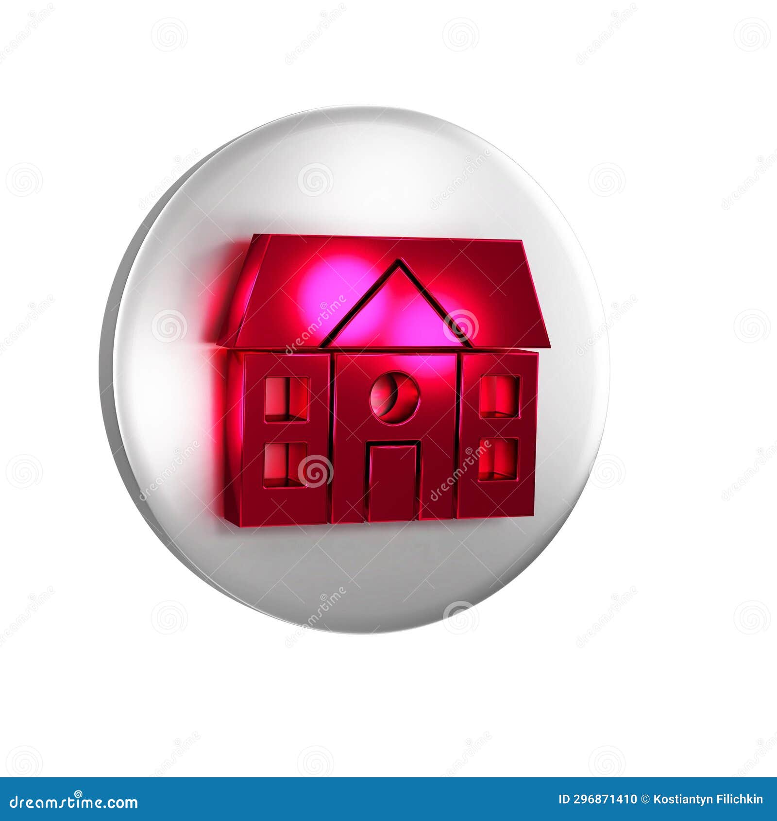 Red House Icon Isolated on Transparent Background. Home Symbol. Silver ...