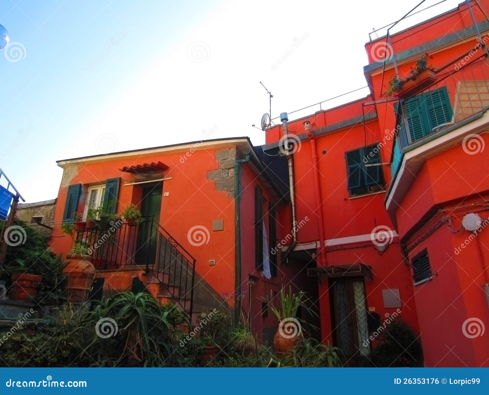 Red House in Italian Village Stock Photo - Image of europe, italian ...