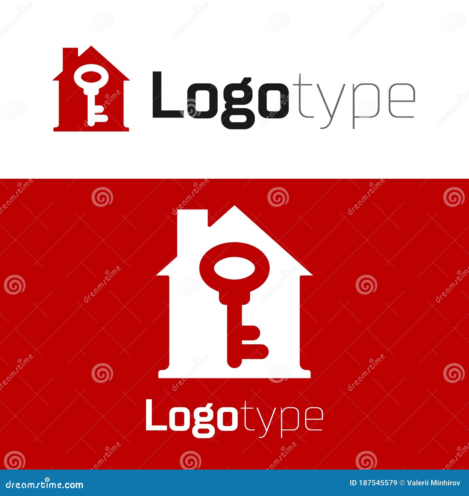 Red House with Key Icon Isolated on White Background. the Concept of ...