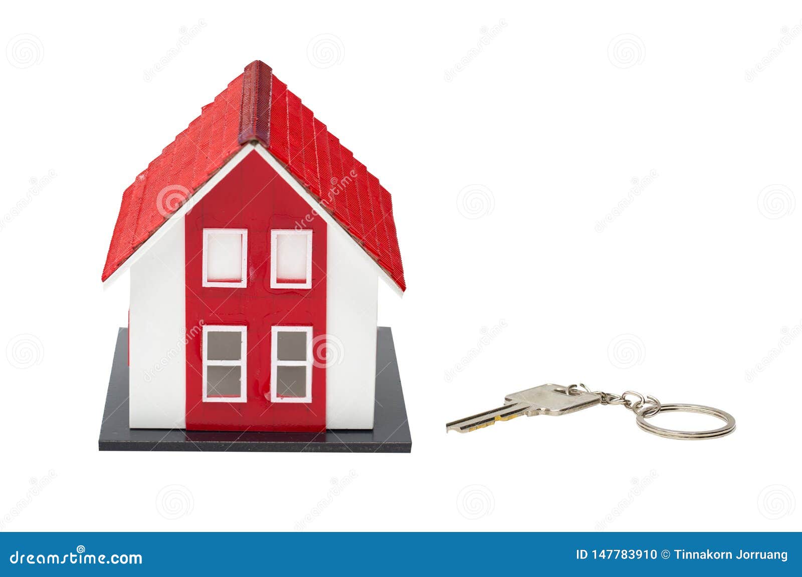 Red House Model and House Key Isolated on White Background Stock Photo ...