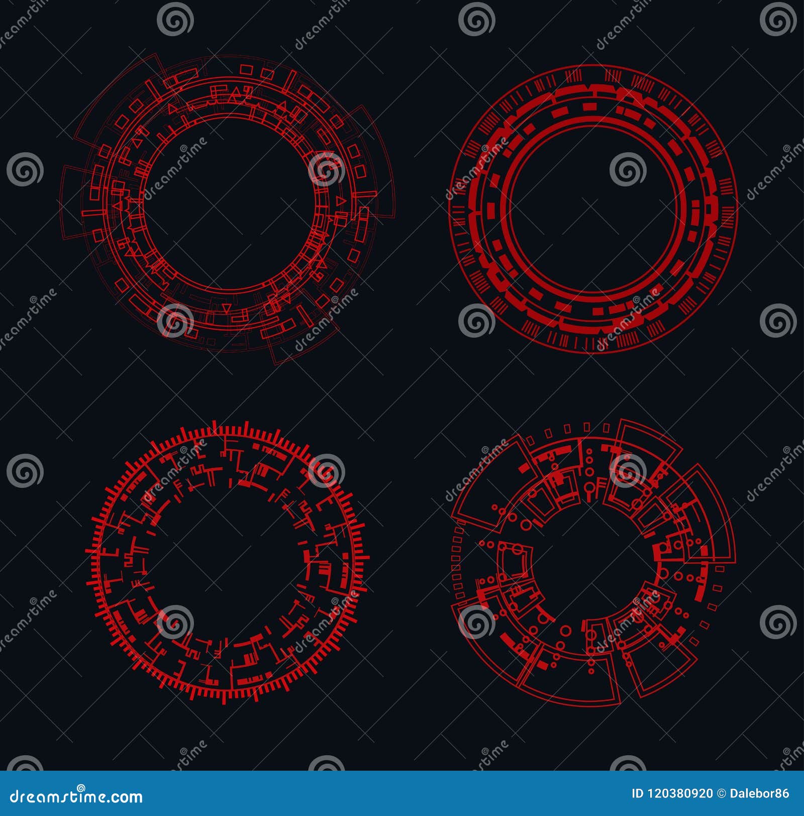 Red HUD Interface Elements. Stock Vector - Illustration of smart ...