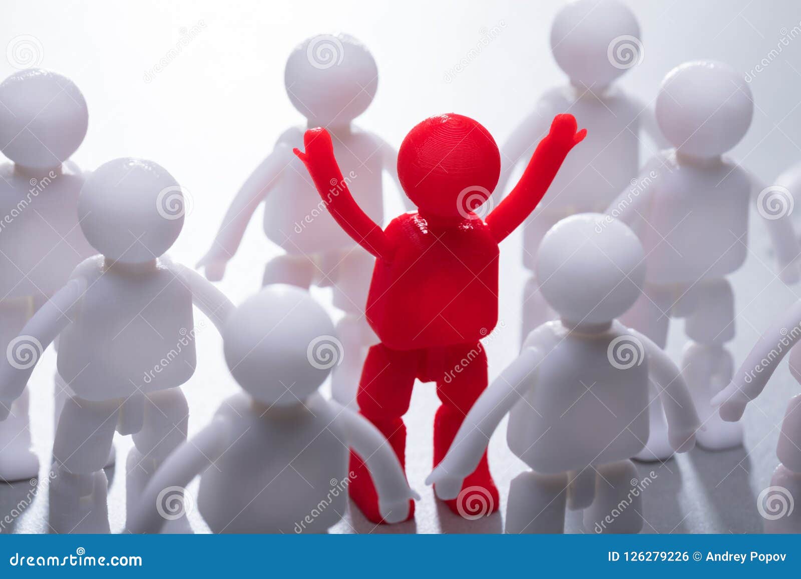 Red Human Figure Surrounded by Team Stock Photo - Image of people ...