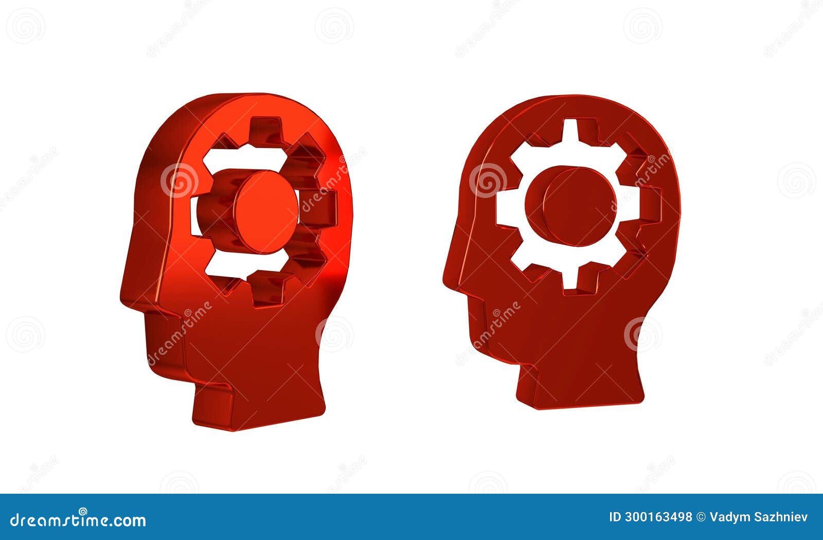 Red Human Head with Gear Inside Icon Isolated on Transparent Background ...