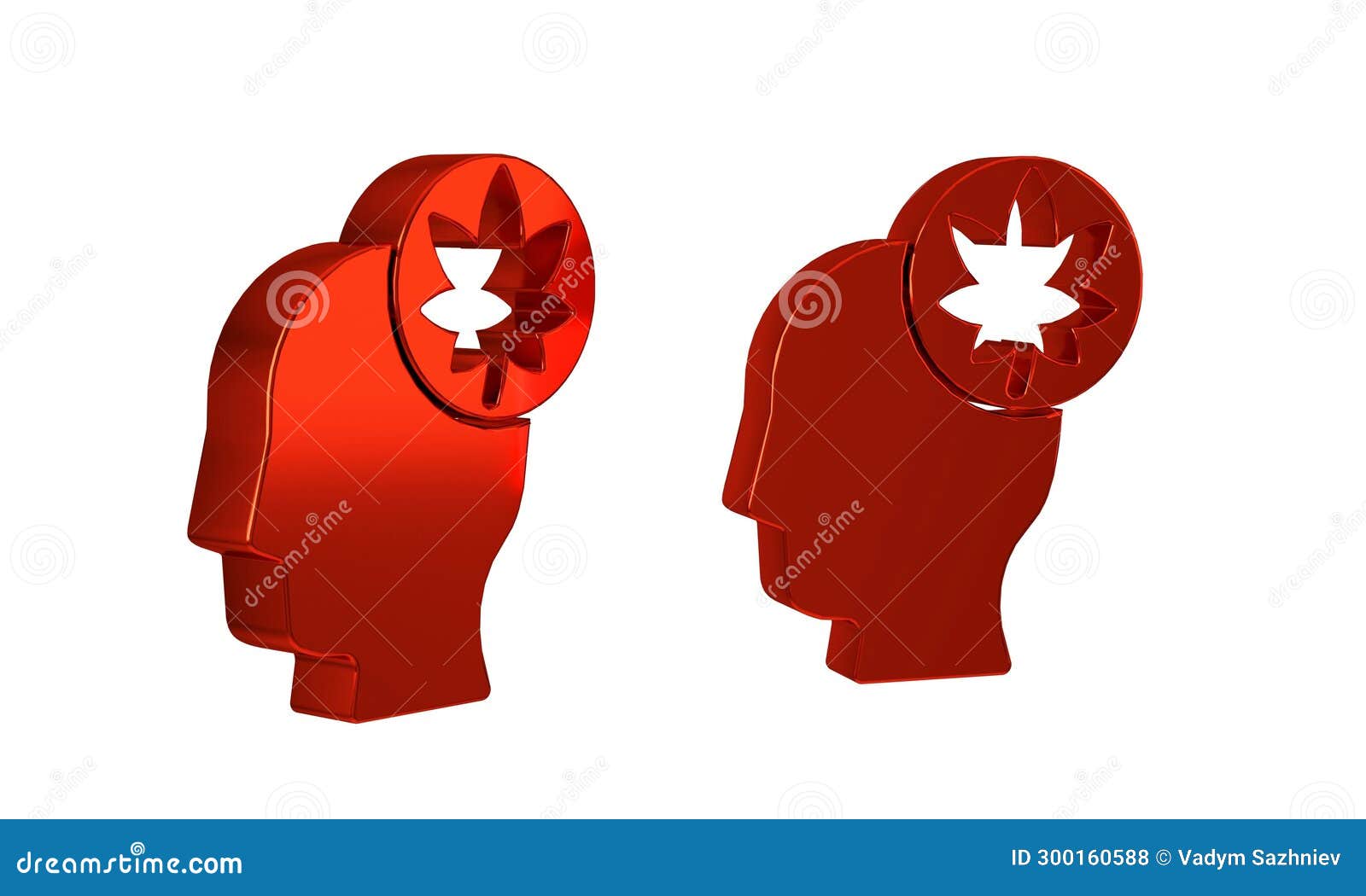 Red Human Head with Leaf Icon Isolated on Transparent Background. Stock ...