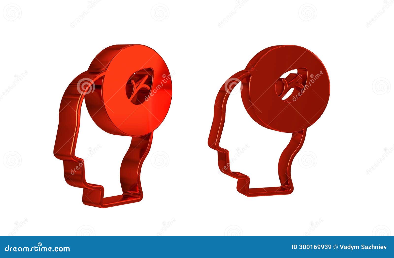 Red Human Head with Leaf Inside Icon Isolated on Transparent Background ...