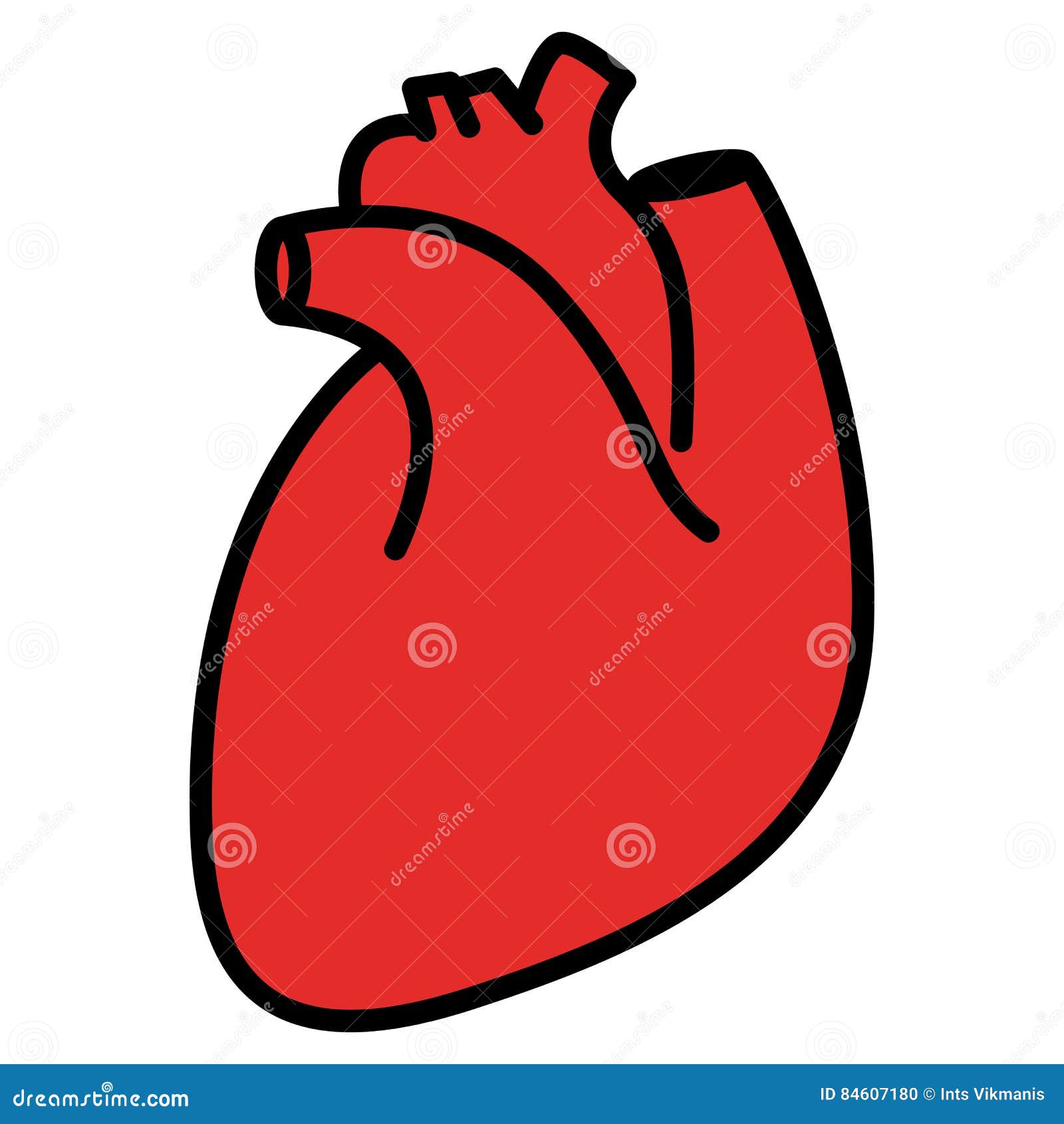 Red human heart stock vector. Illustration of heart, cardiac - 84607180