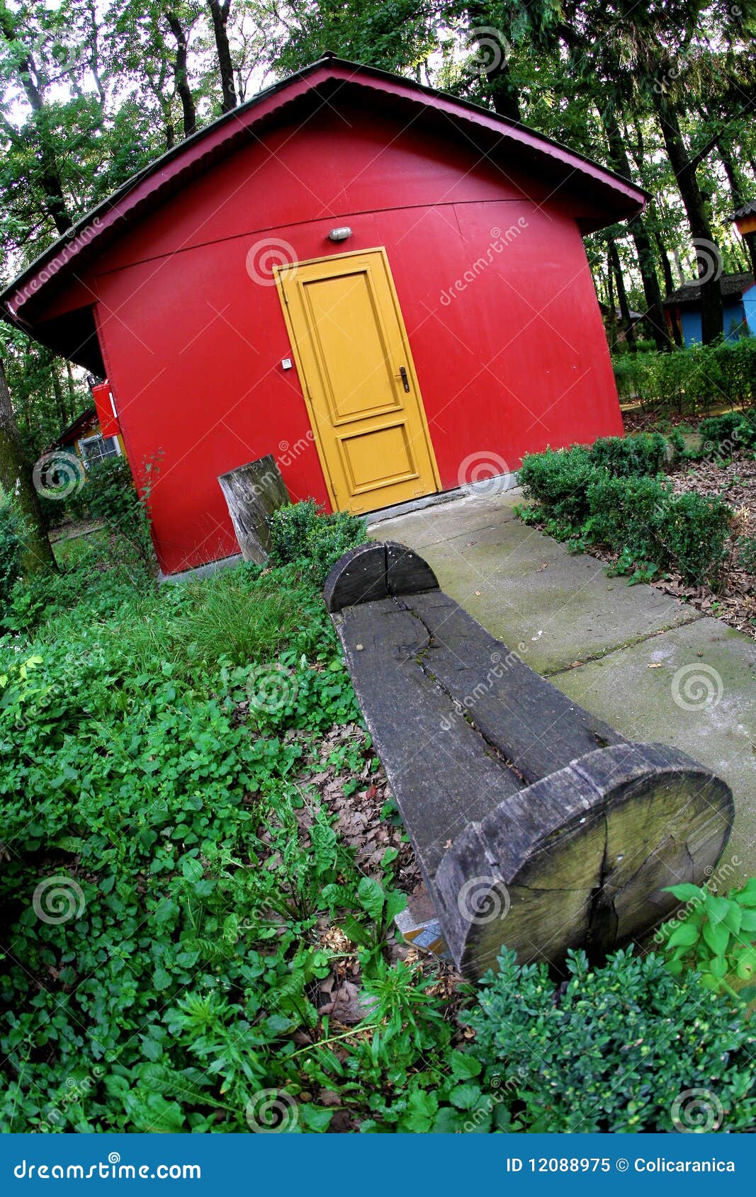 Red hut stock image. Image of huts, houses, chalet, trees - 12088975