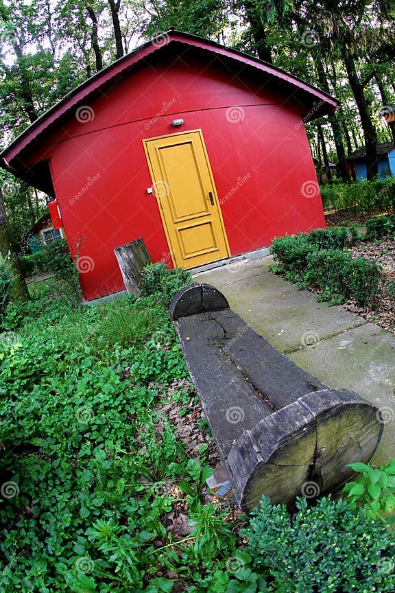 Red hut stock image. Image of huts, houses, chalet, trees - 12088975
