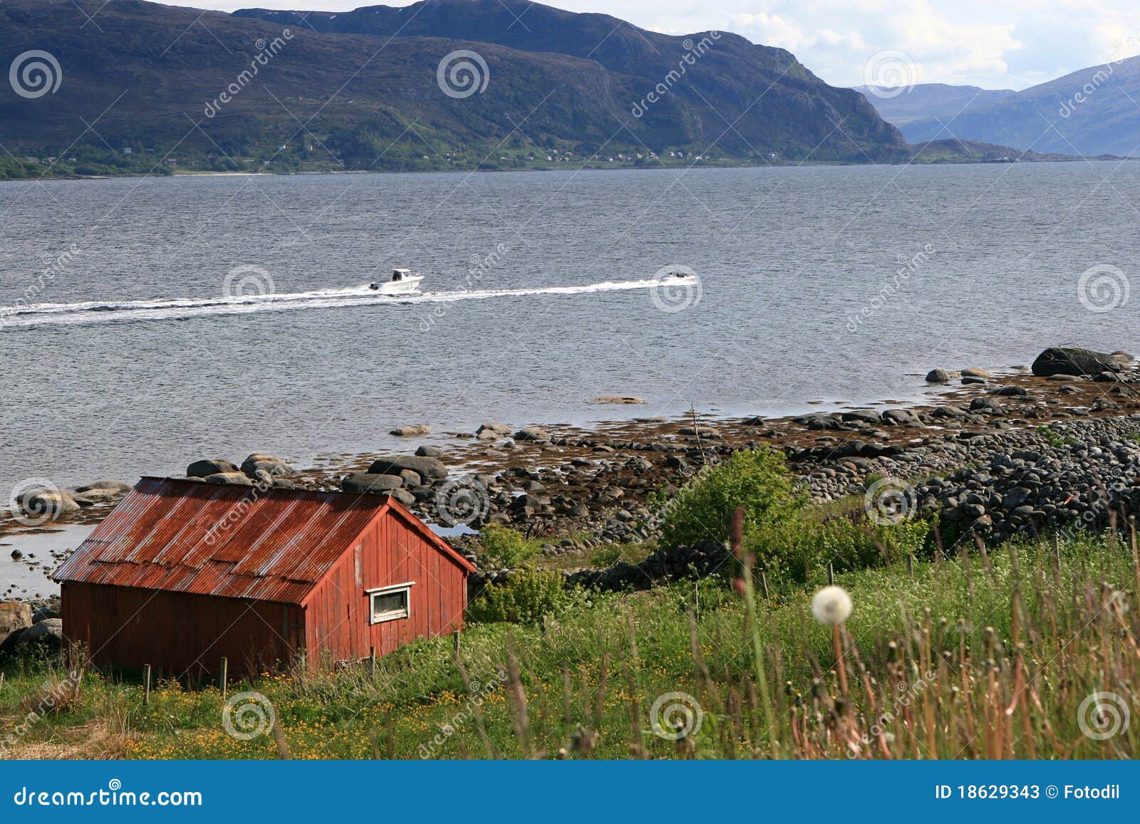 Red Hut at a Coast in Norway Stock Image - Image of fish, norway: 18629343