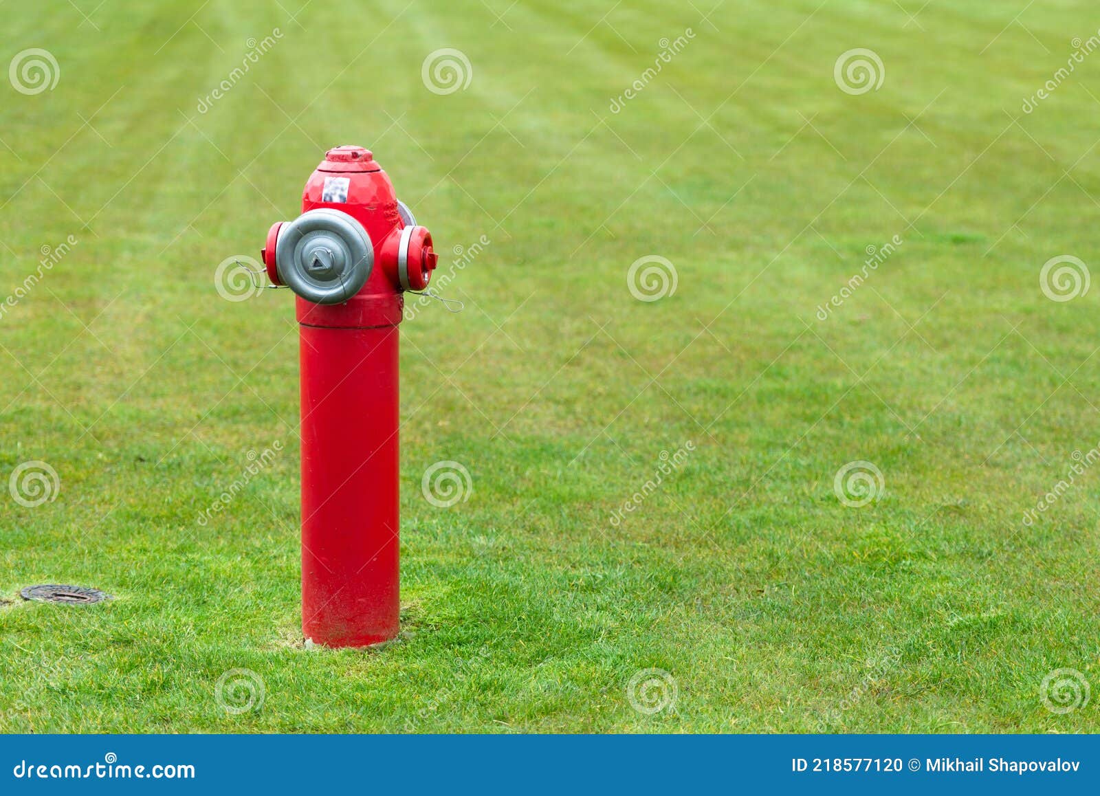 Red hydrant on the lawn stock photo. Image of facilities - 218577120