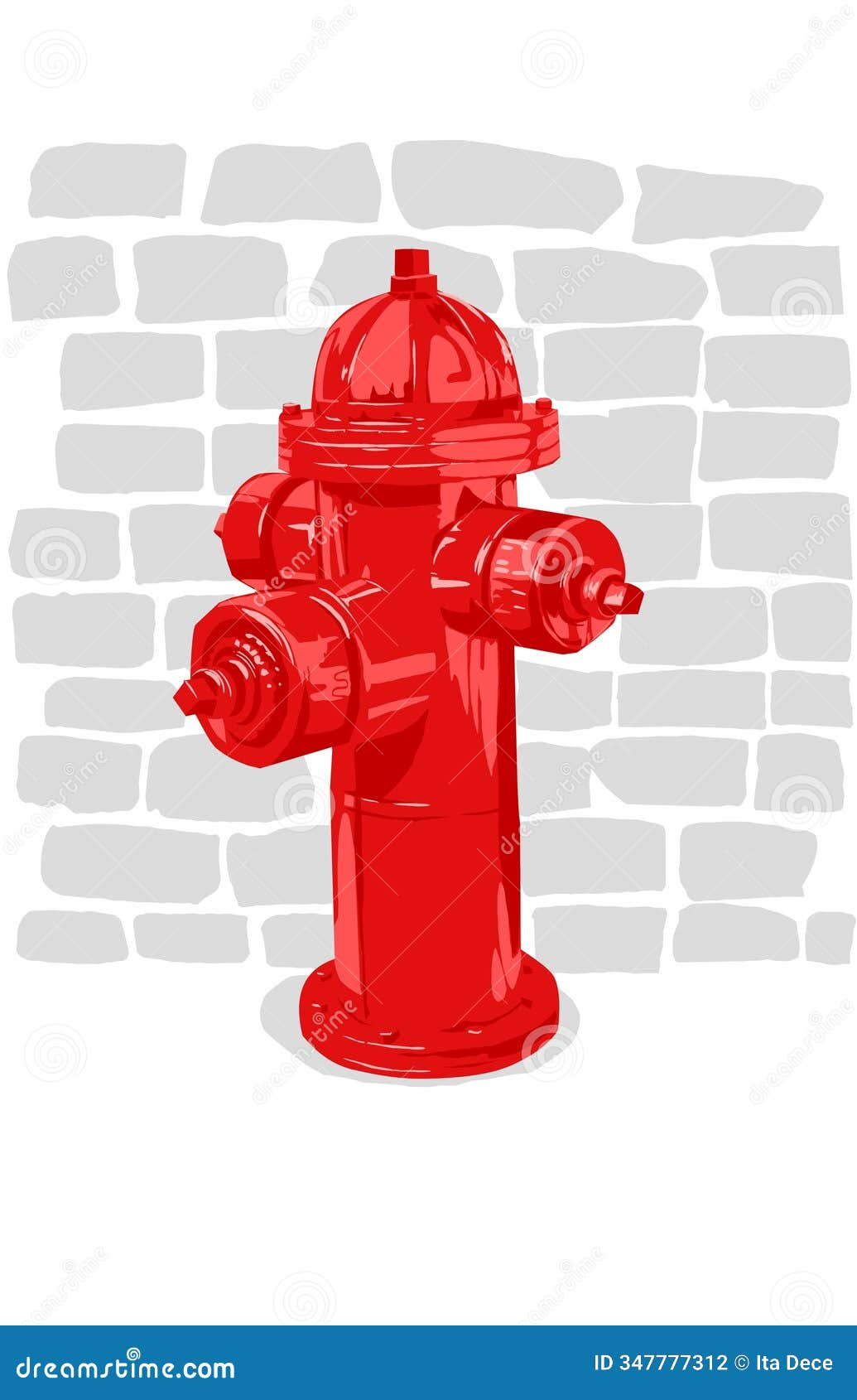 Red Hydrant Object with Grey Wall Background Stock Illustration ...