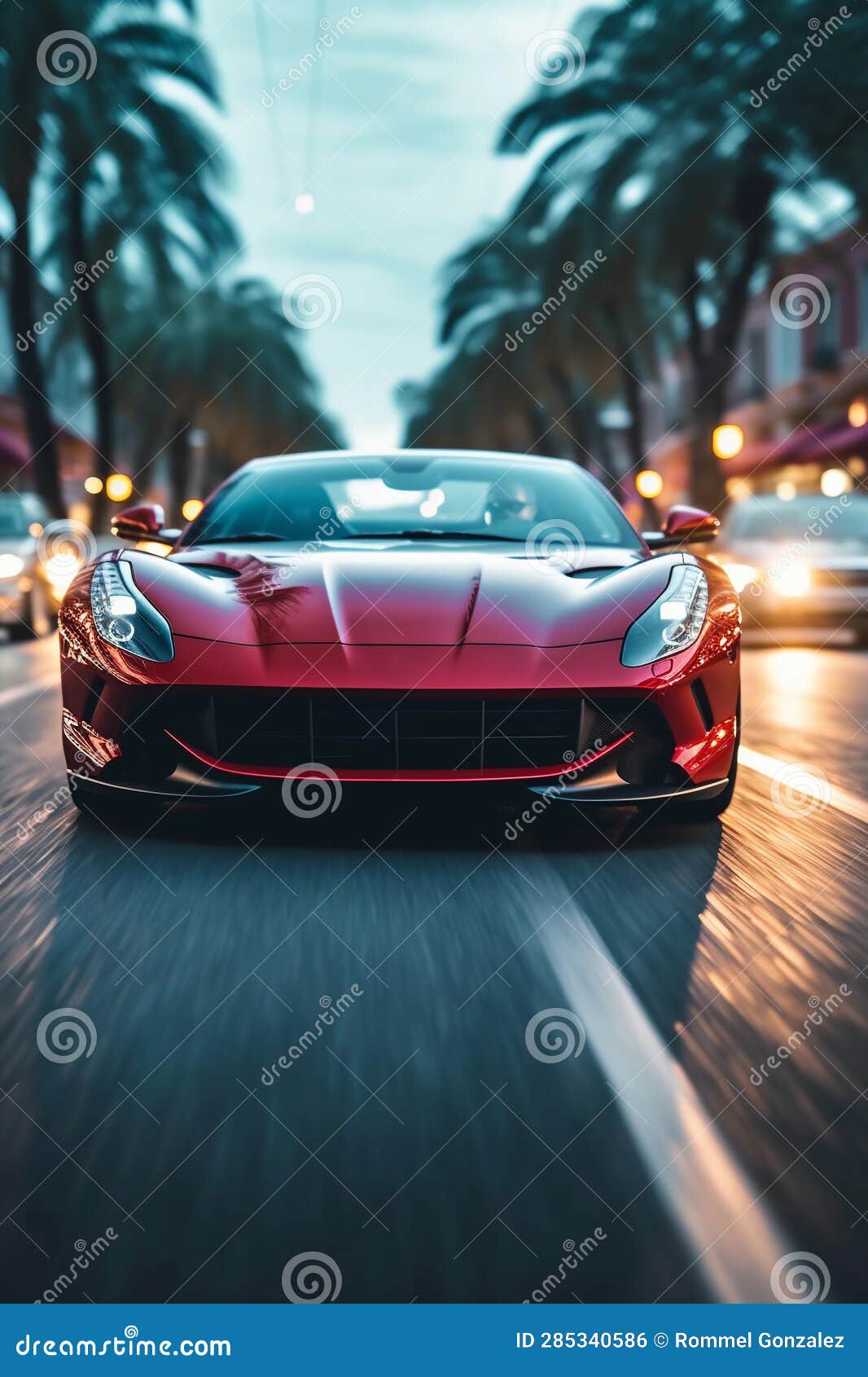 Red Hypercar Moves at High Speed. the Most Powerful and Fastest in ...