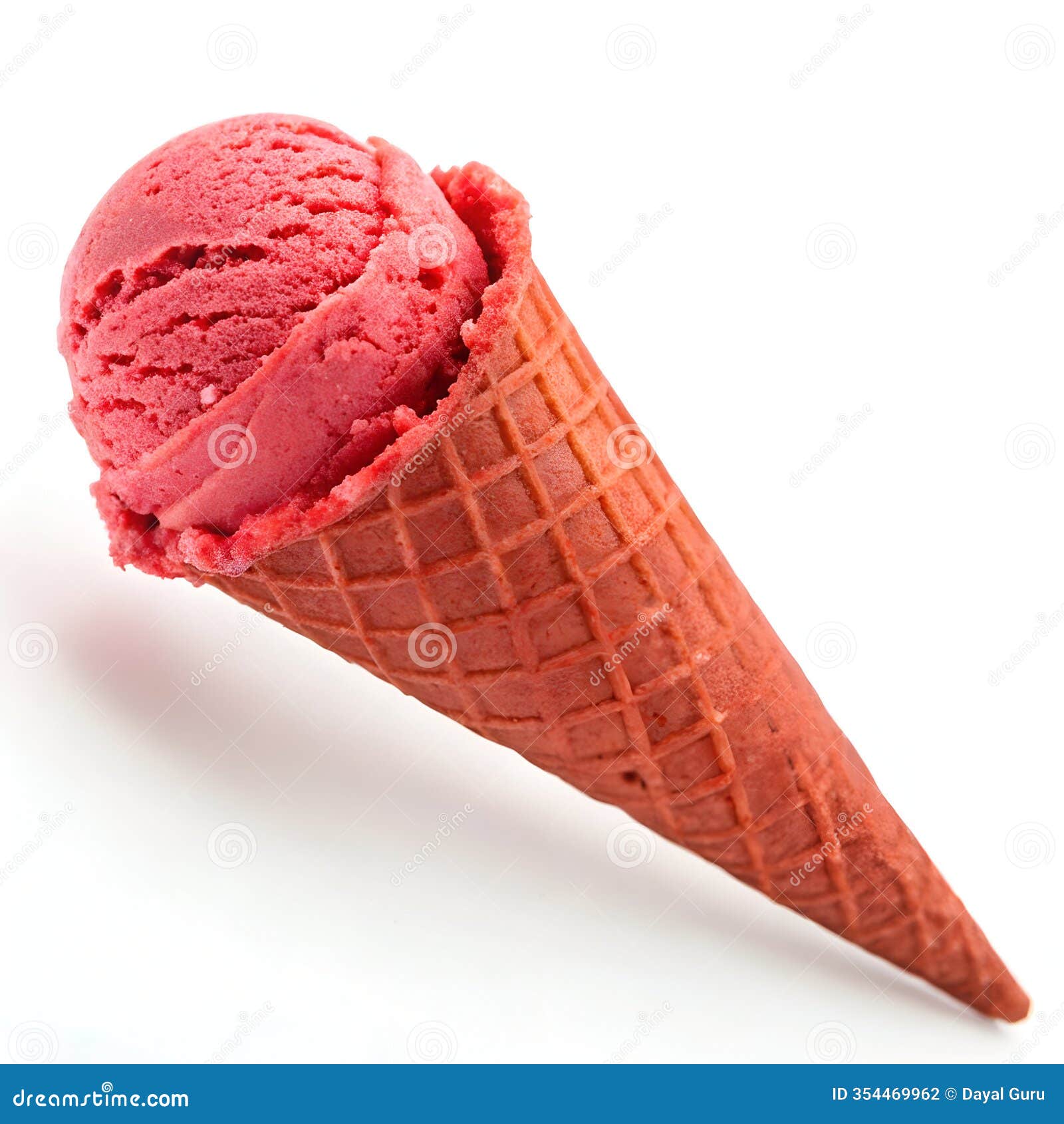 Red Ice Cream Cone Isolated on White Background Stock Illustration ...