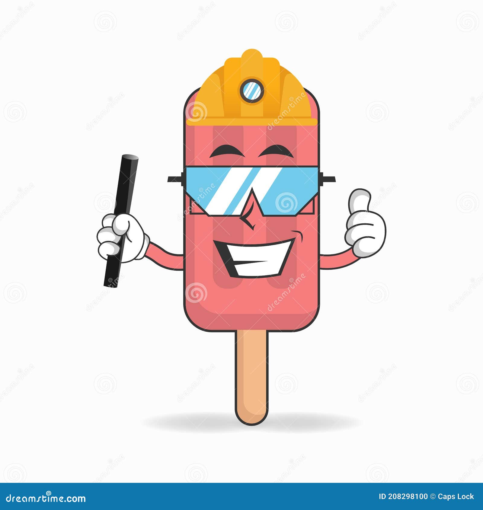 The Red Ice Cream Mascot Character Becomes a Mining Officer. Vector ...