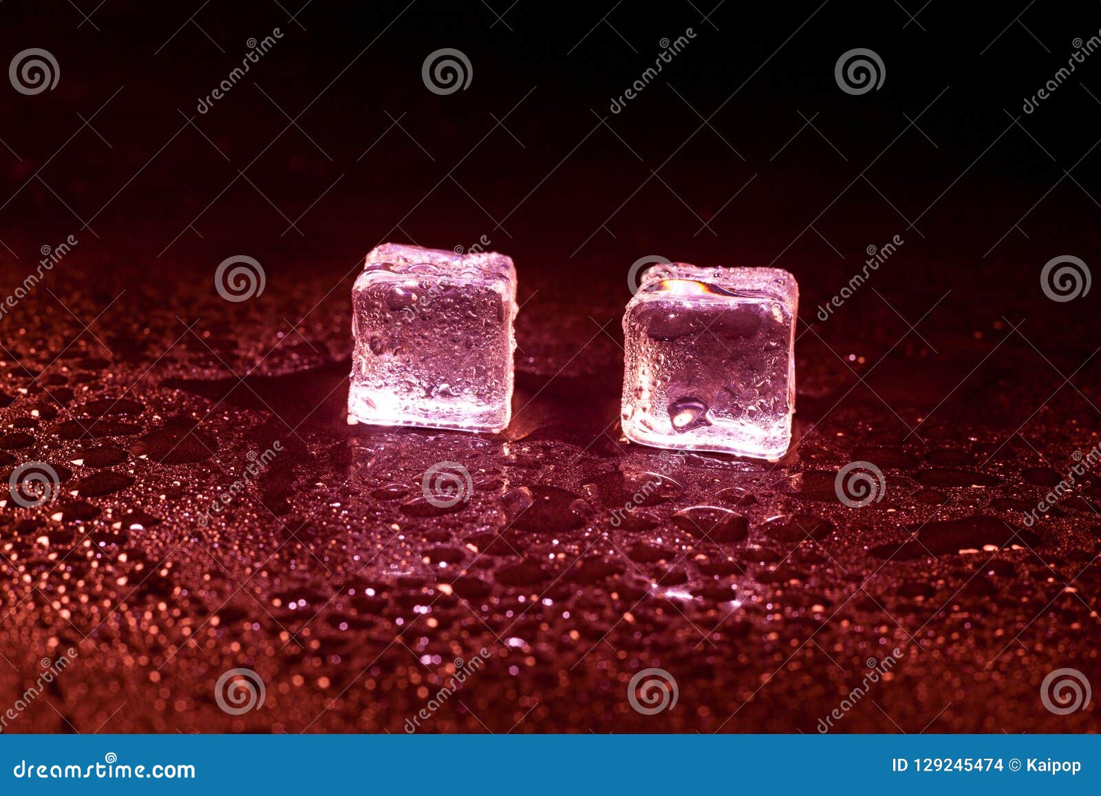 Red ice cubes. stock photo. Image of shot, glass, cool - 129245474