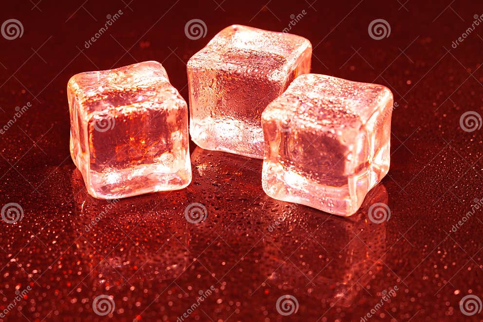 Red Ice Cubes on Black Background Stock Image - Image of glass, brandy ...