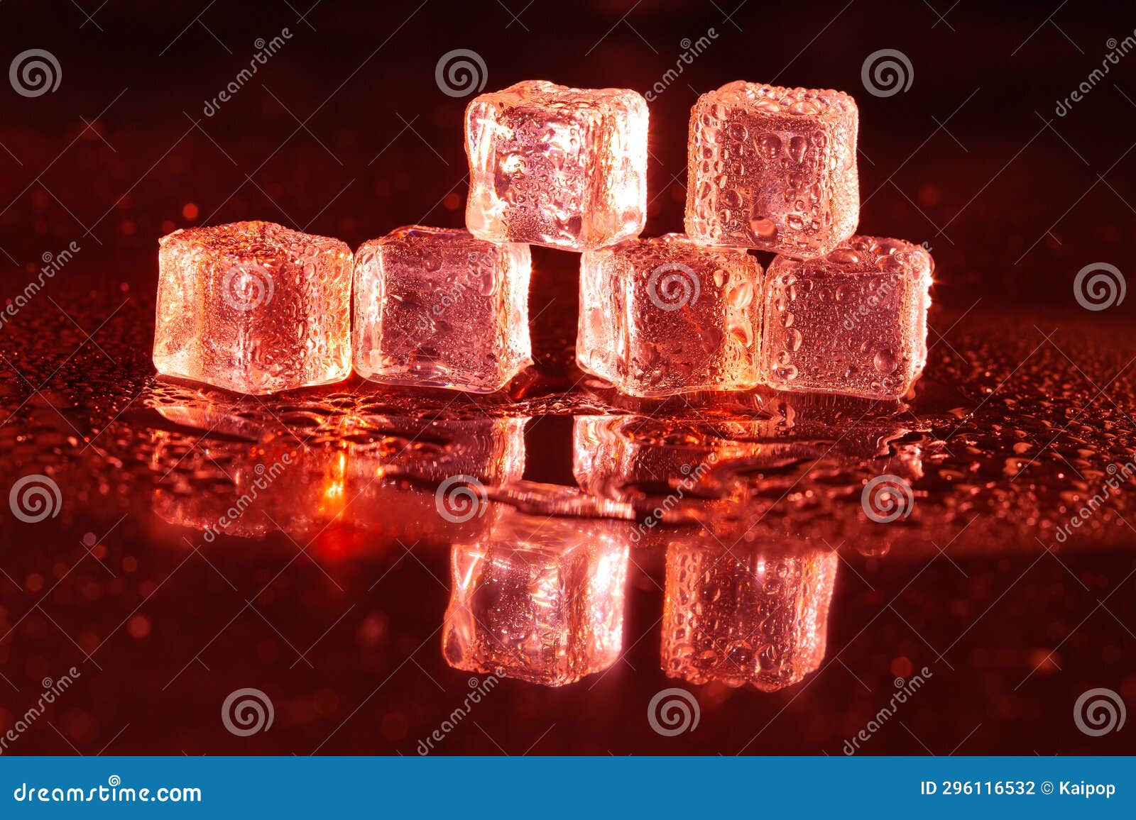 Red Ice Cubes on Black Background Stock Photo - Image of reflection ...