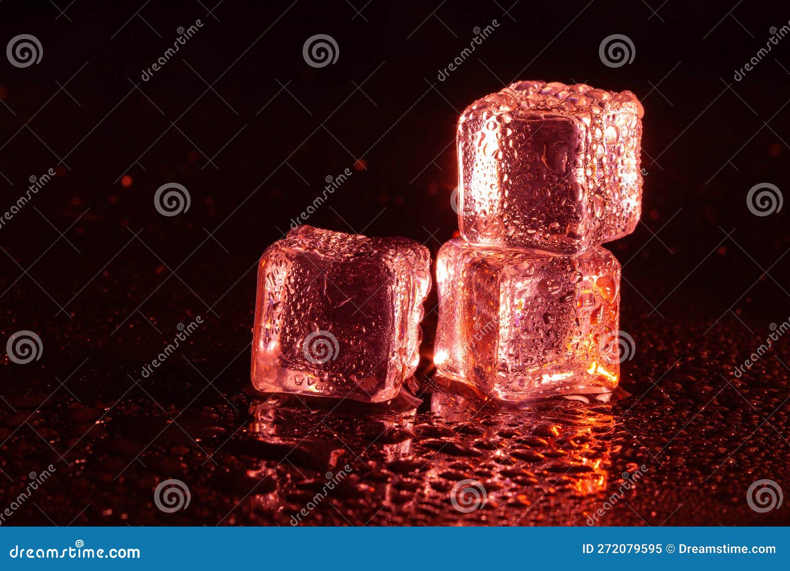 Red Ice Cubes on Black Background Stock Image - Image of bourbon, dark ...