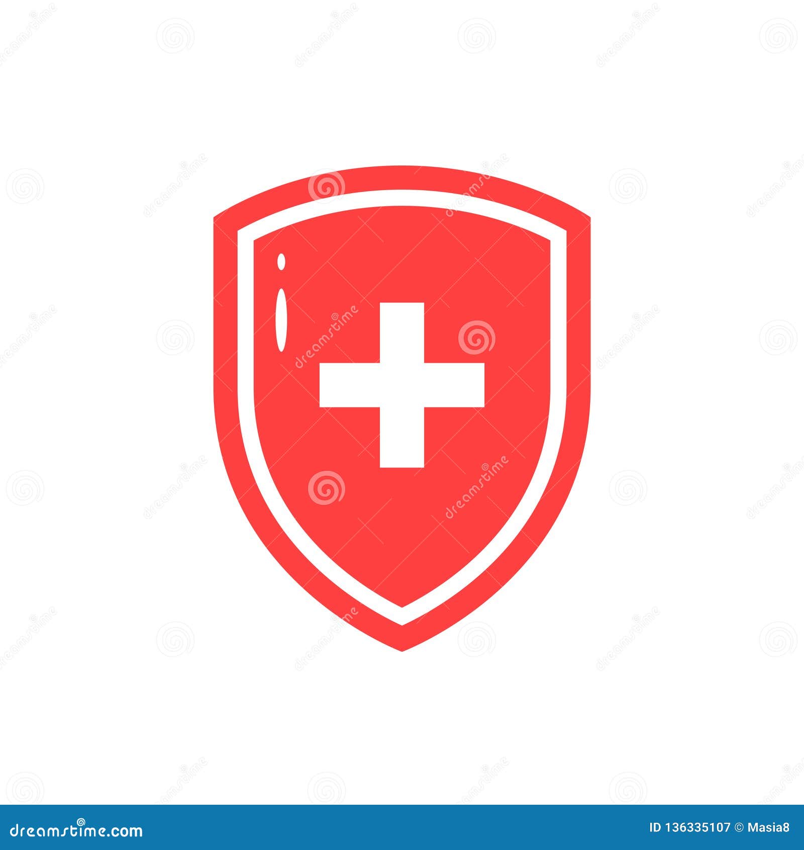 Red Icon of Medical Shield in Flat Style Stock Vector - Illustration of ...