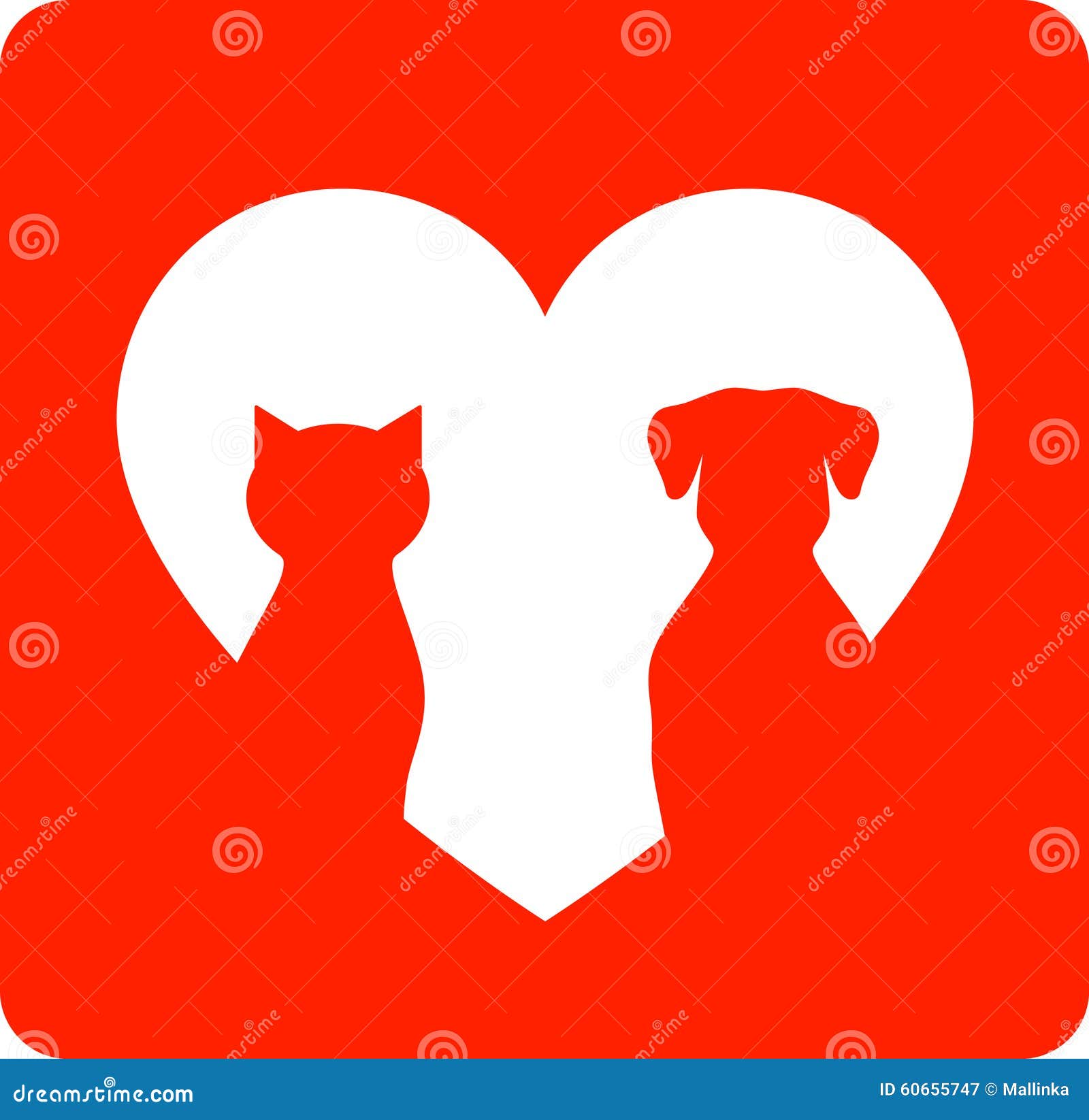 Red Icon with Pet and Heart Stock Vector - Illustration of grooming ...