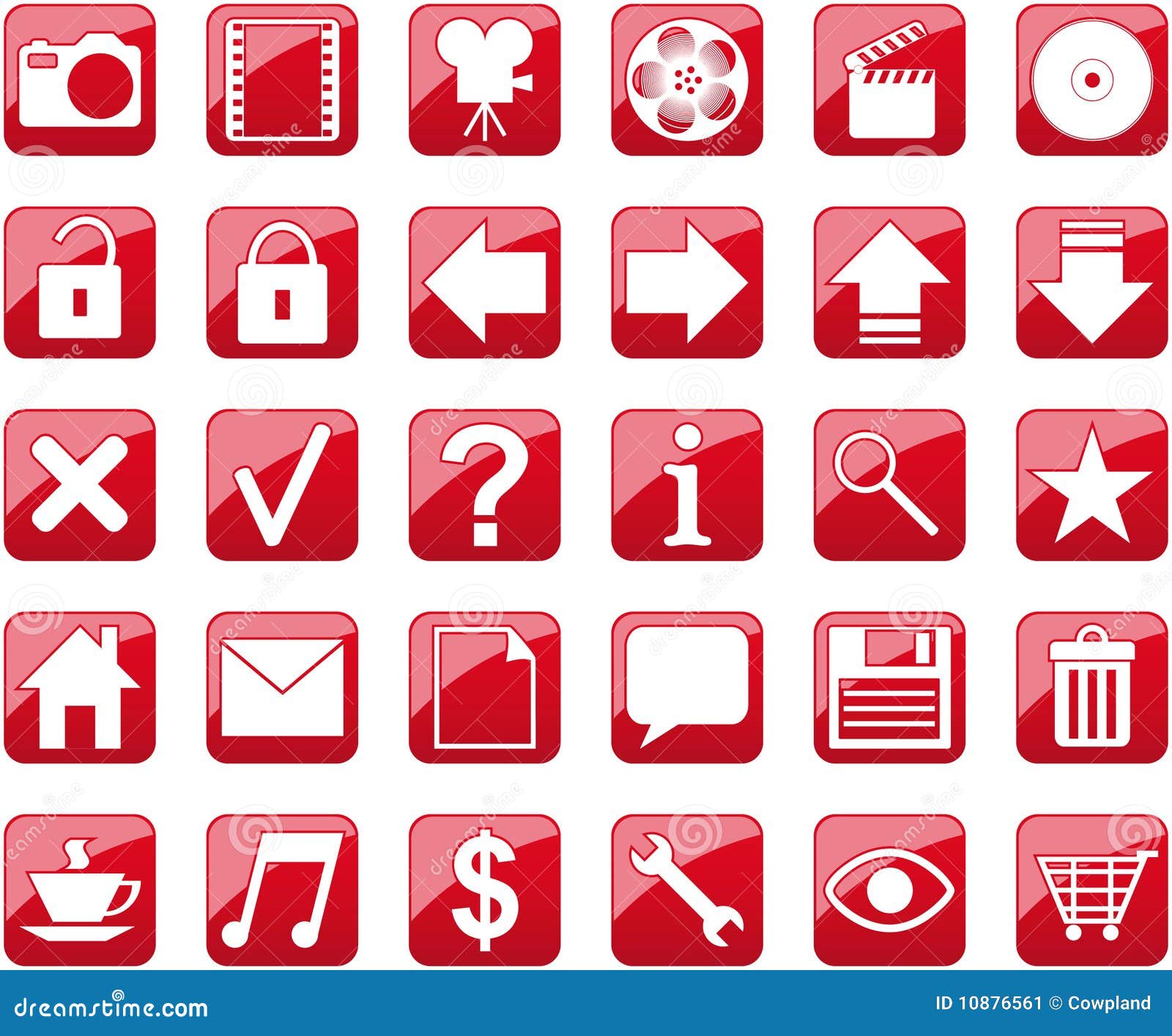 Red Icons stock vector. Illustration of communication - 10876561