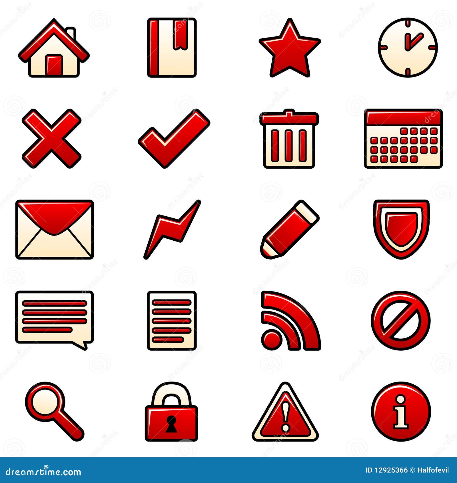 Red icons set stock vector. Illustration of series, presentation - 12925366