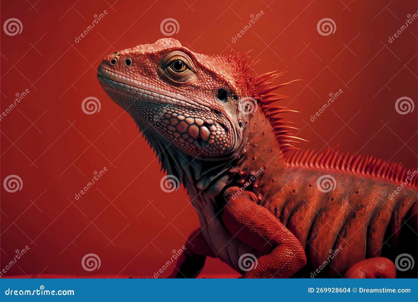 Red Iguana on Red Background. Created with Generative AI Technology ...