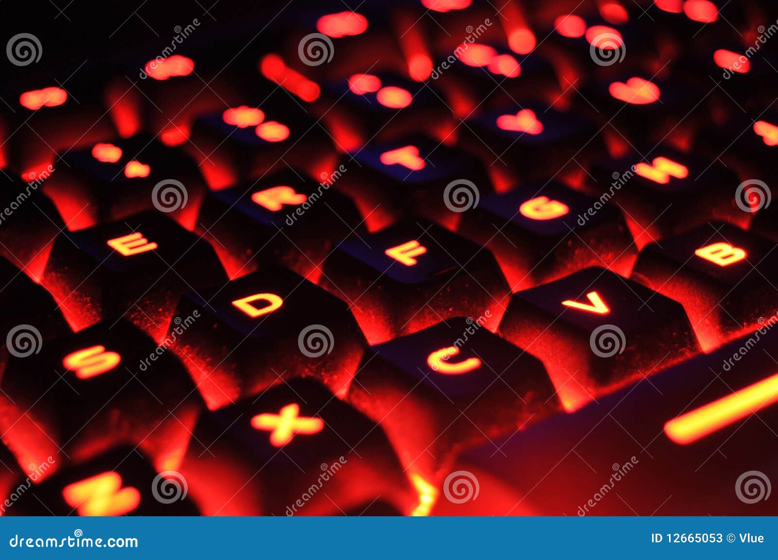 Red Illuminated Keyboard stock image. Image of buttons - 12665053