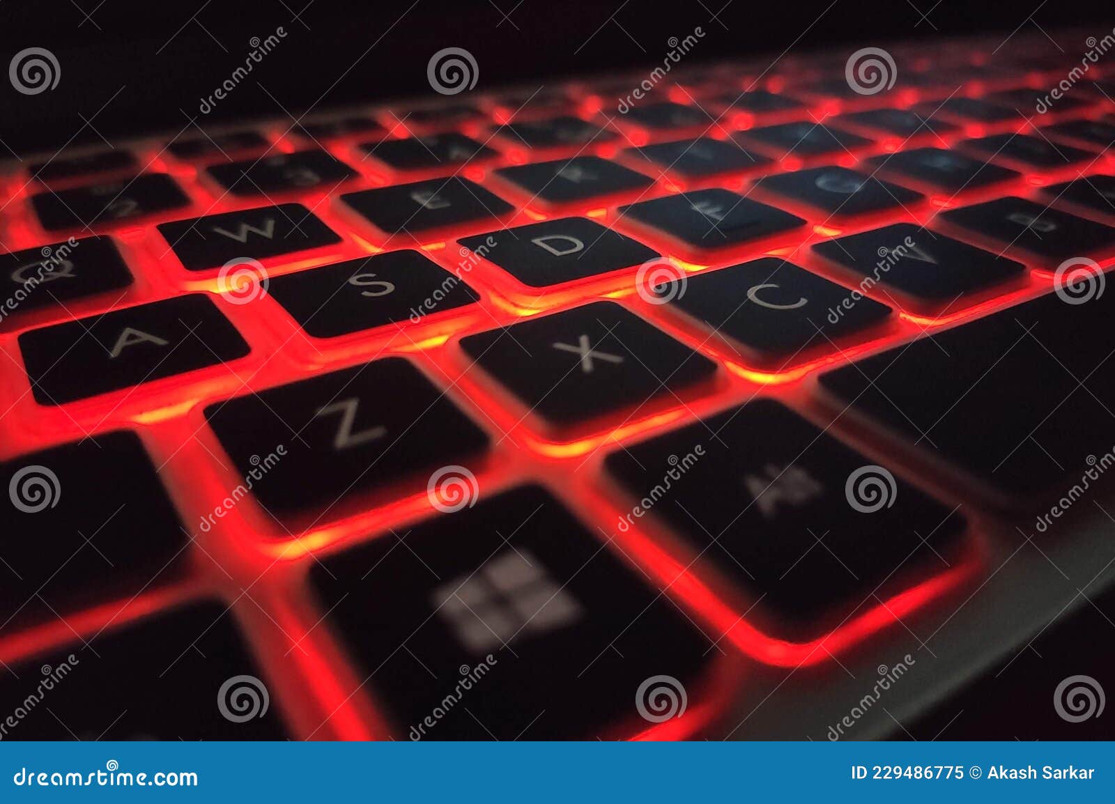 Red Illuminated Laptop Keyboard Editorial Image - Image of laptop ...