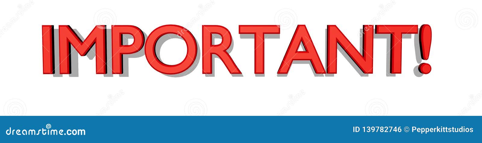 Red IMPORTANT Text with Shadows on White Background Stock Illustration ...
