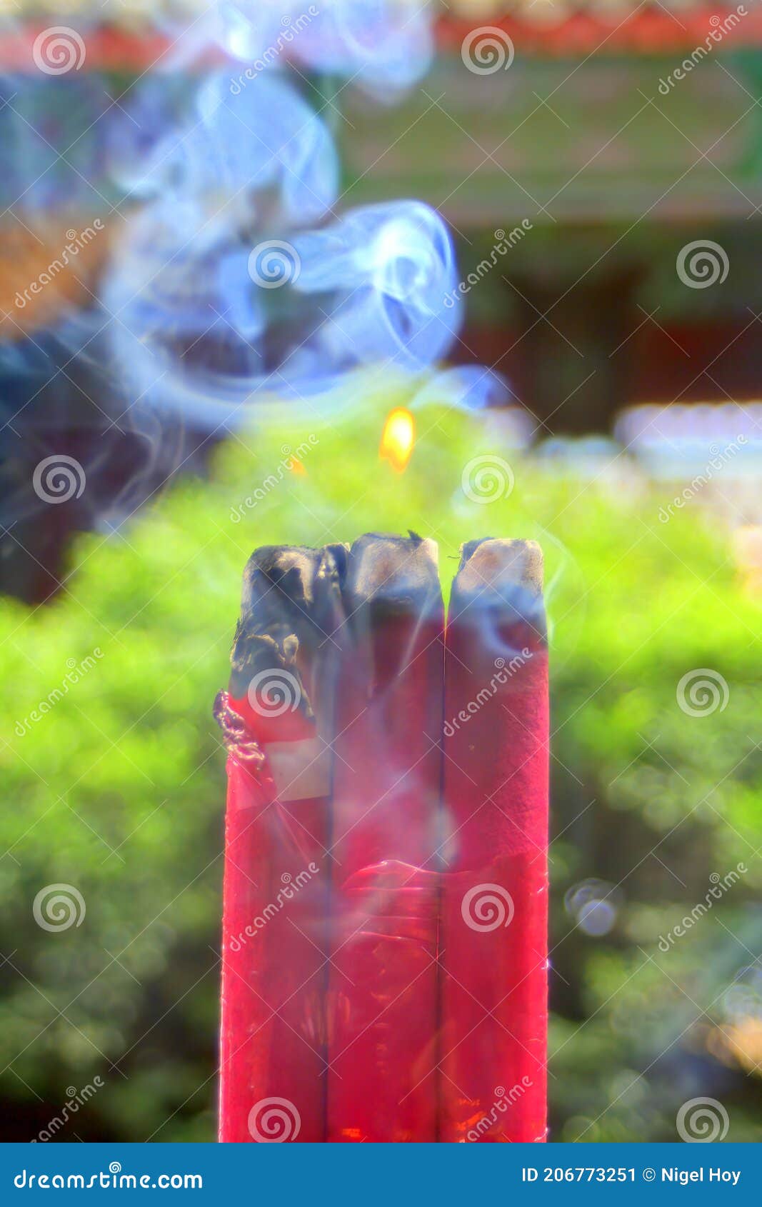 Red Incense Sticks Burning in Temple Stock Image - Image of smoking ...