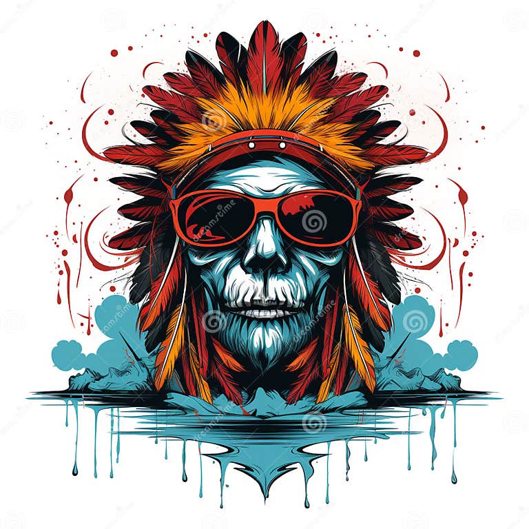 The Red Indian Pop Art Style Stock Illustration - Illustration of ...