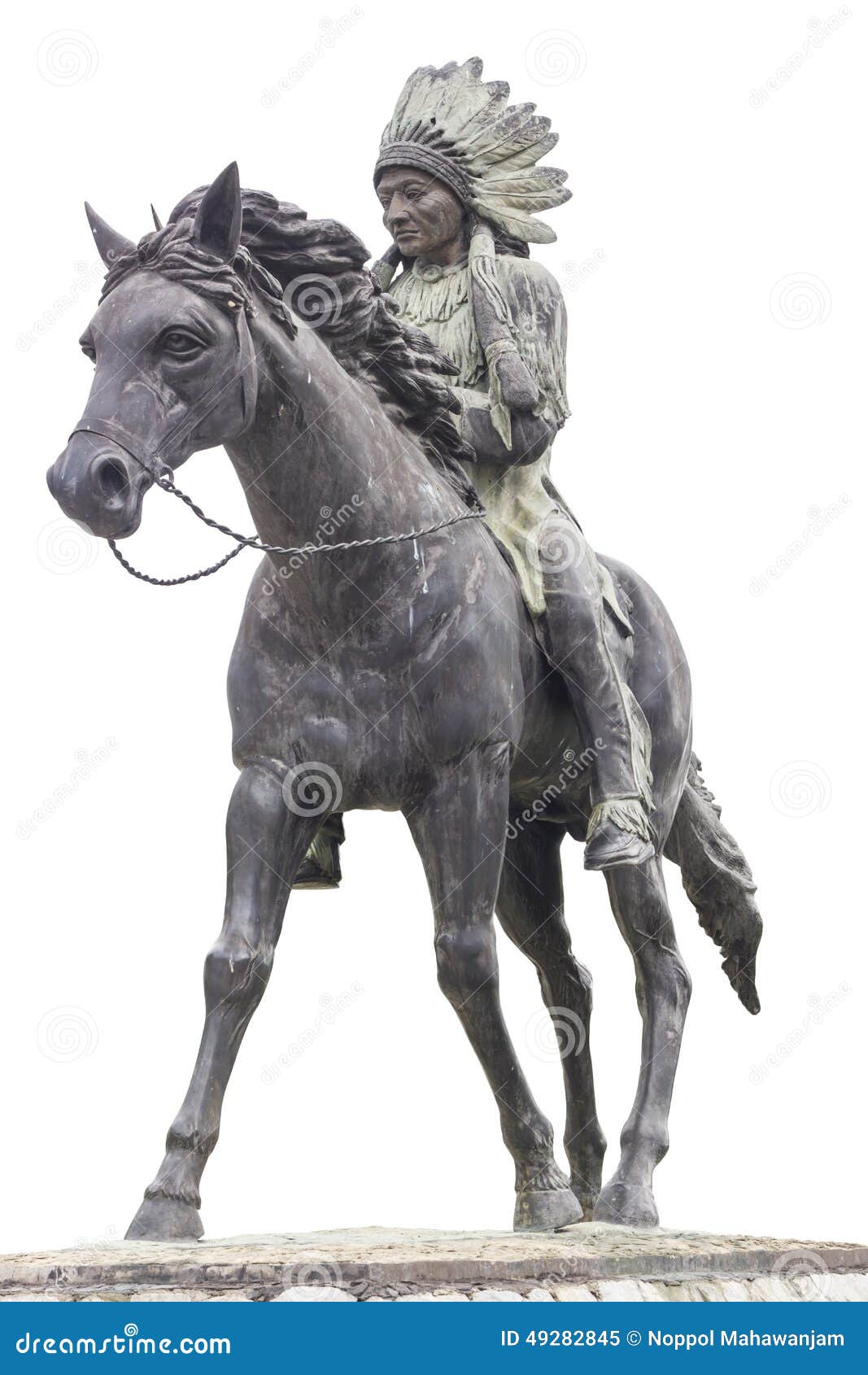 Red Indian statue stock image. Image of indigenous, horse - 49282845