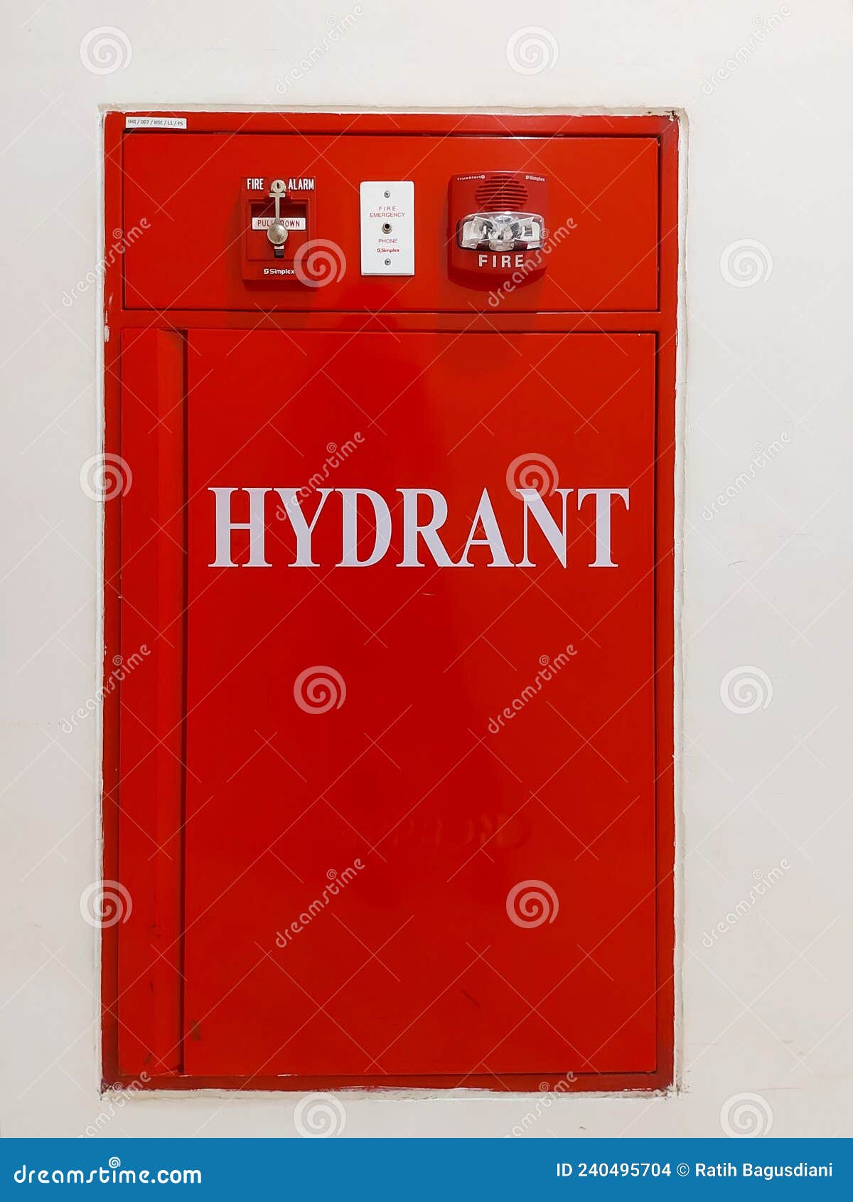 Red Indoor Hydrant Box for Safety. Isolated Background Stock Photo ...