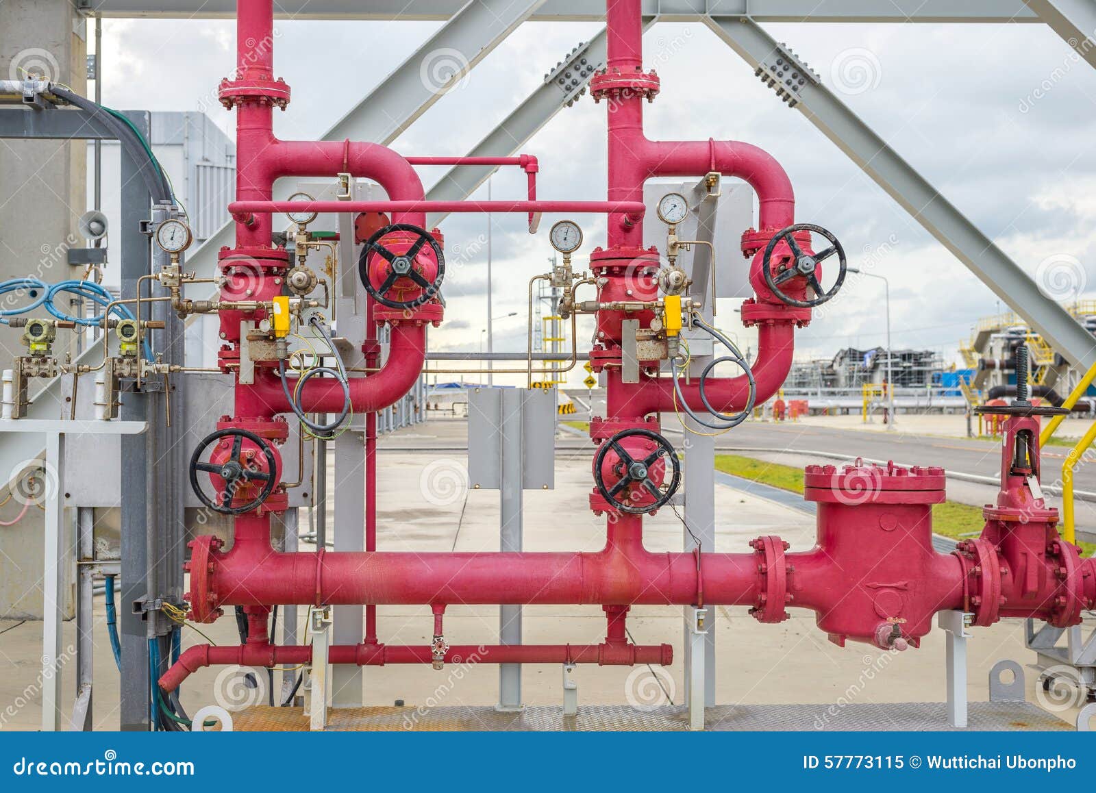 Red industrial valves stock image. Image of materials - 57773115