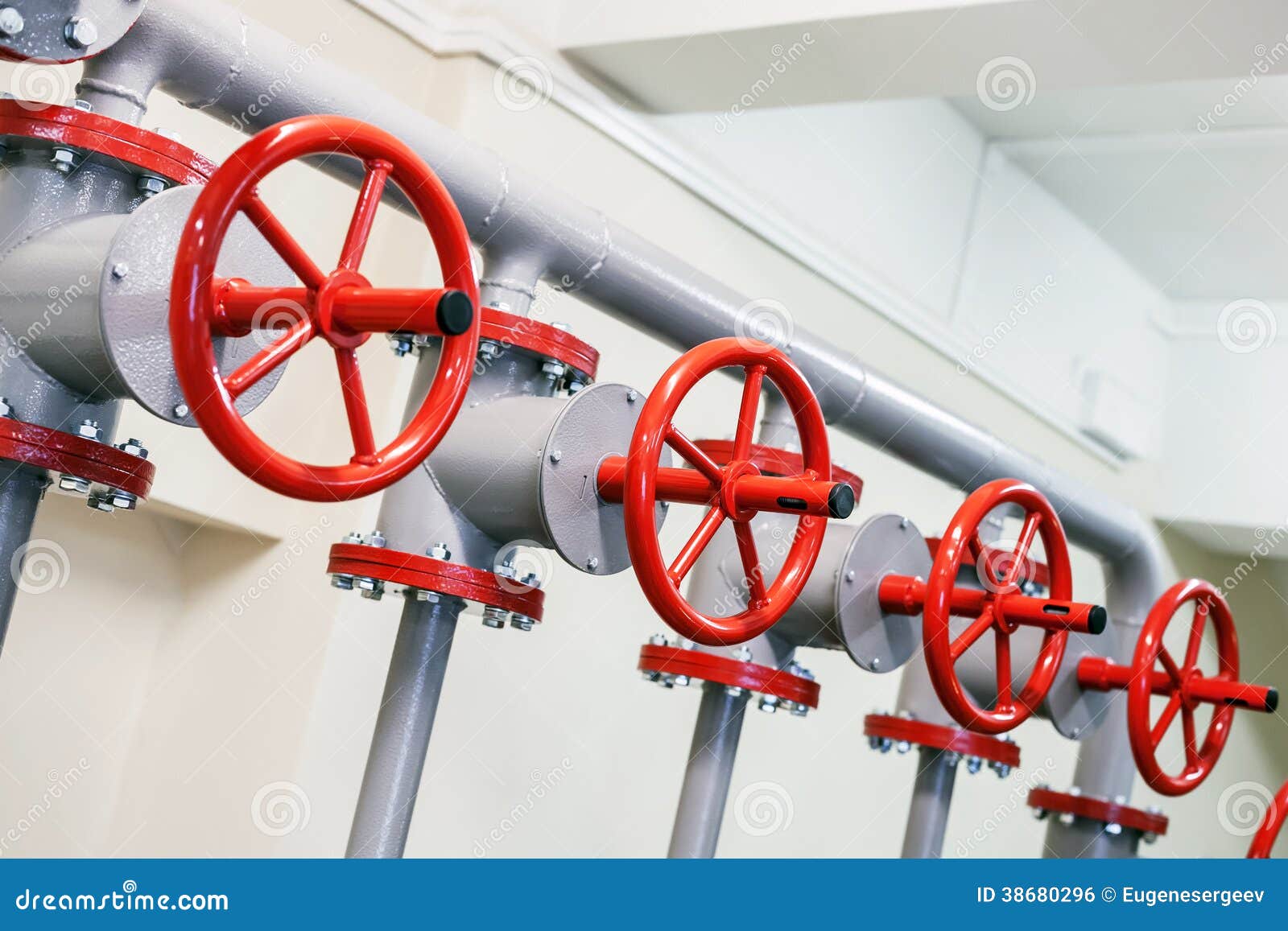 Red Industrial Valves in a Row Stock Photo - Image of industrial, flap ...