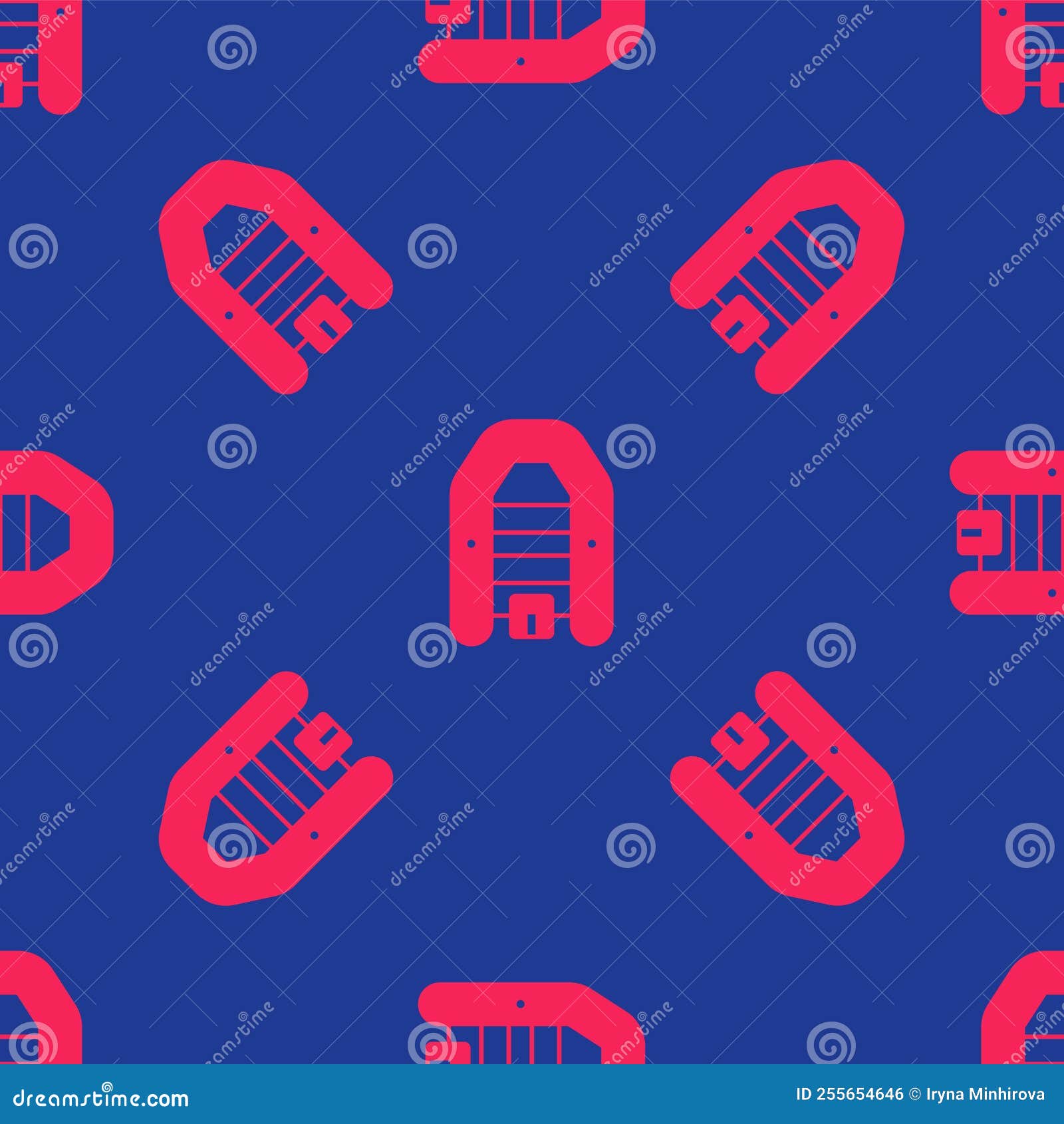 Red Inflatable Boat with Outboard Motor Icon Isolated Seamless Pattern ...