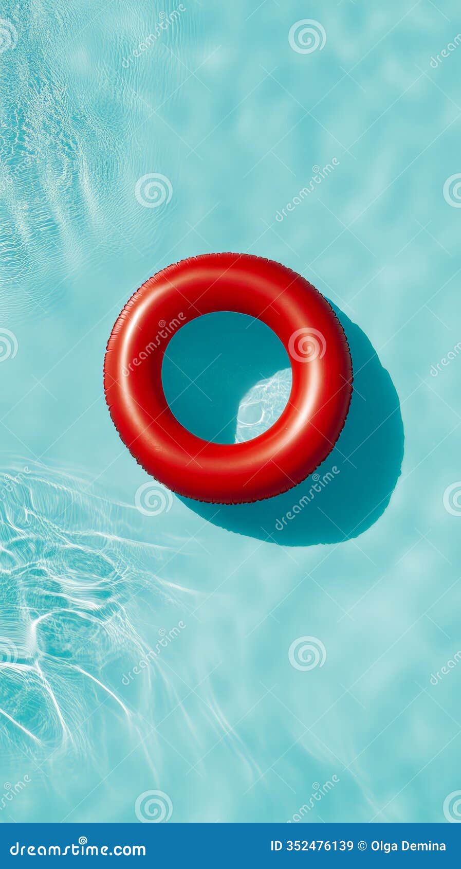 Red Inflatable Ring Floating on Clear Blue Swimming Pool Water Stock ...