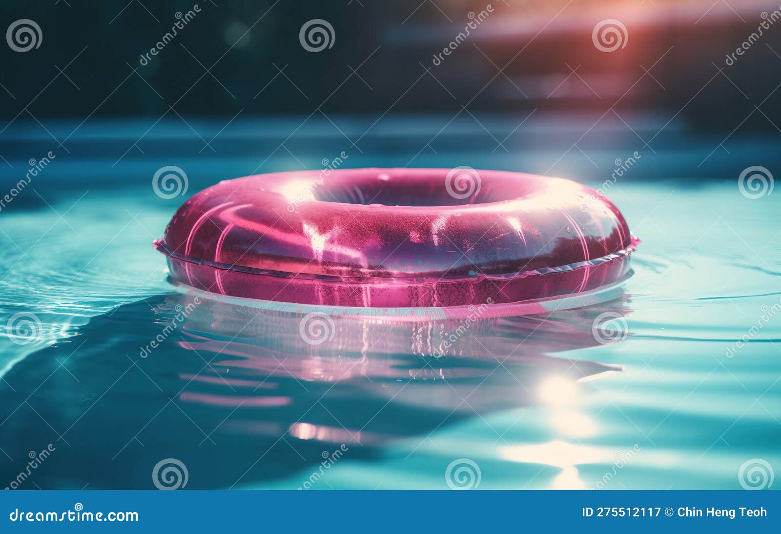 Red Inflatable Ring Floating in Swimming Pool. Summer Holiday Concept ...
