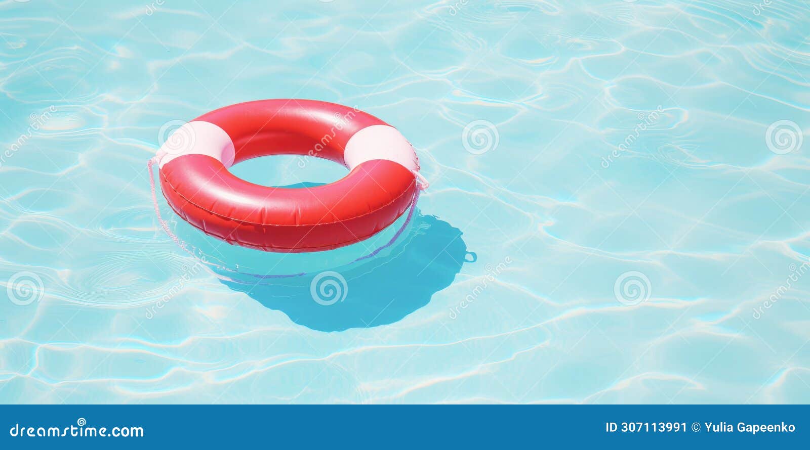 Red Inflatable Swim Ring Floating in an Blue Pool Stock Image - Image ...