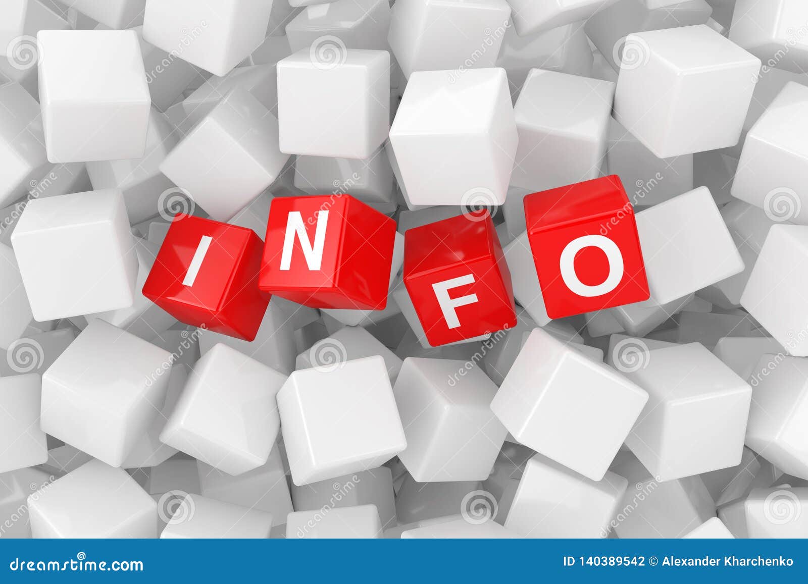 Red Info Cubes in Heap of White Blank Cubes. 3d Rendering Stock Photo ...