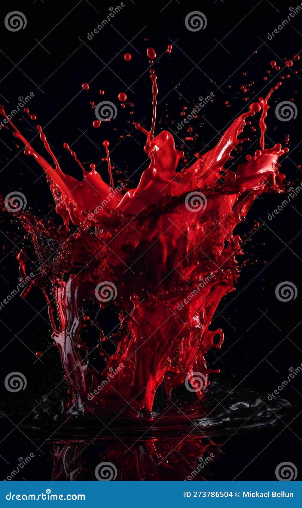 Red Ink and Black Color Creating Abstract Explosion. Smooth Texture ...