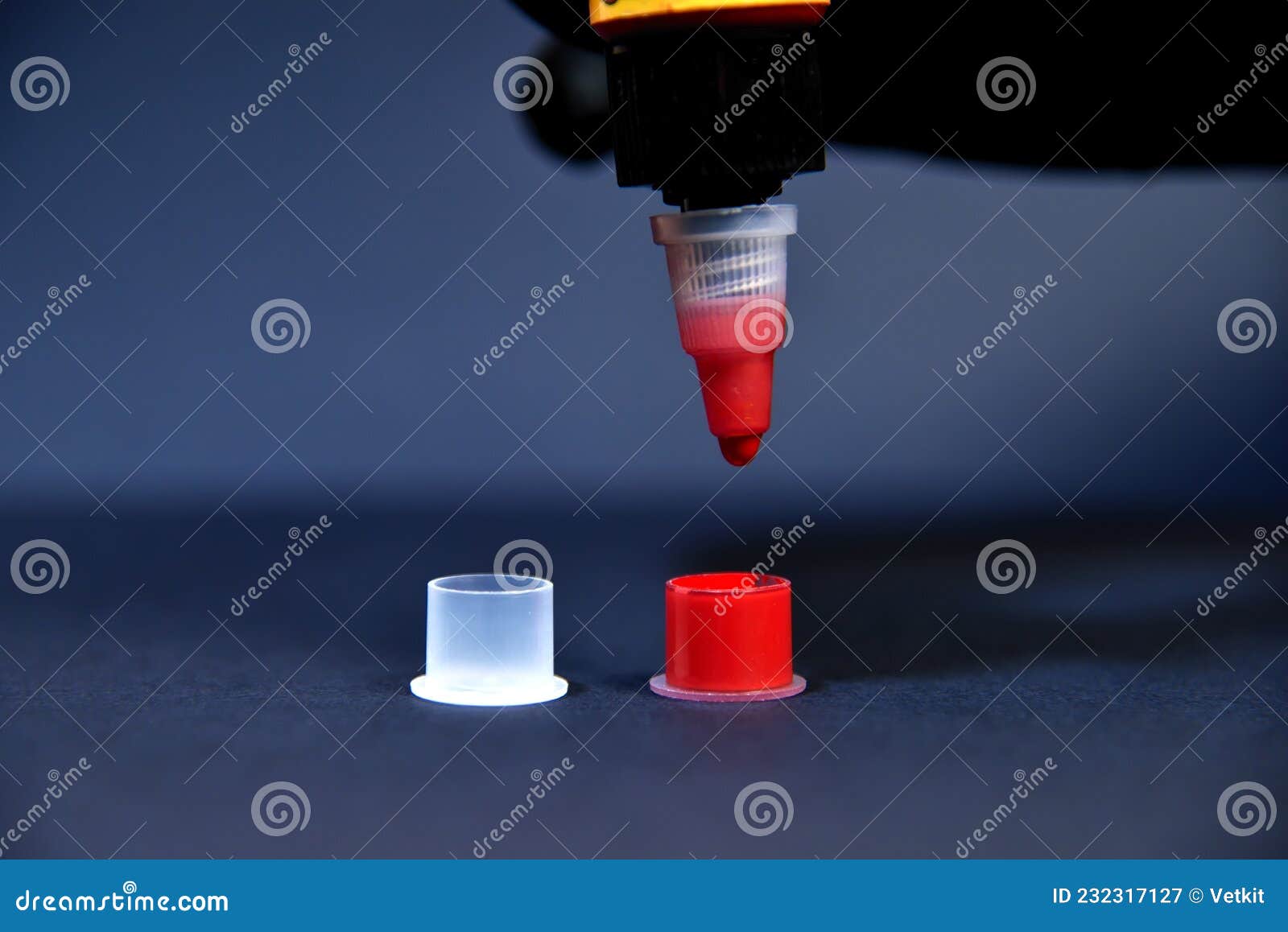 Red Ink Dripping in Small Plastic Cup Stock Image - Image of lips ...
