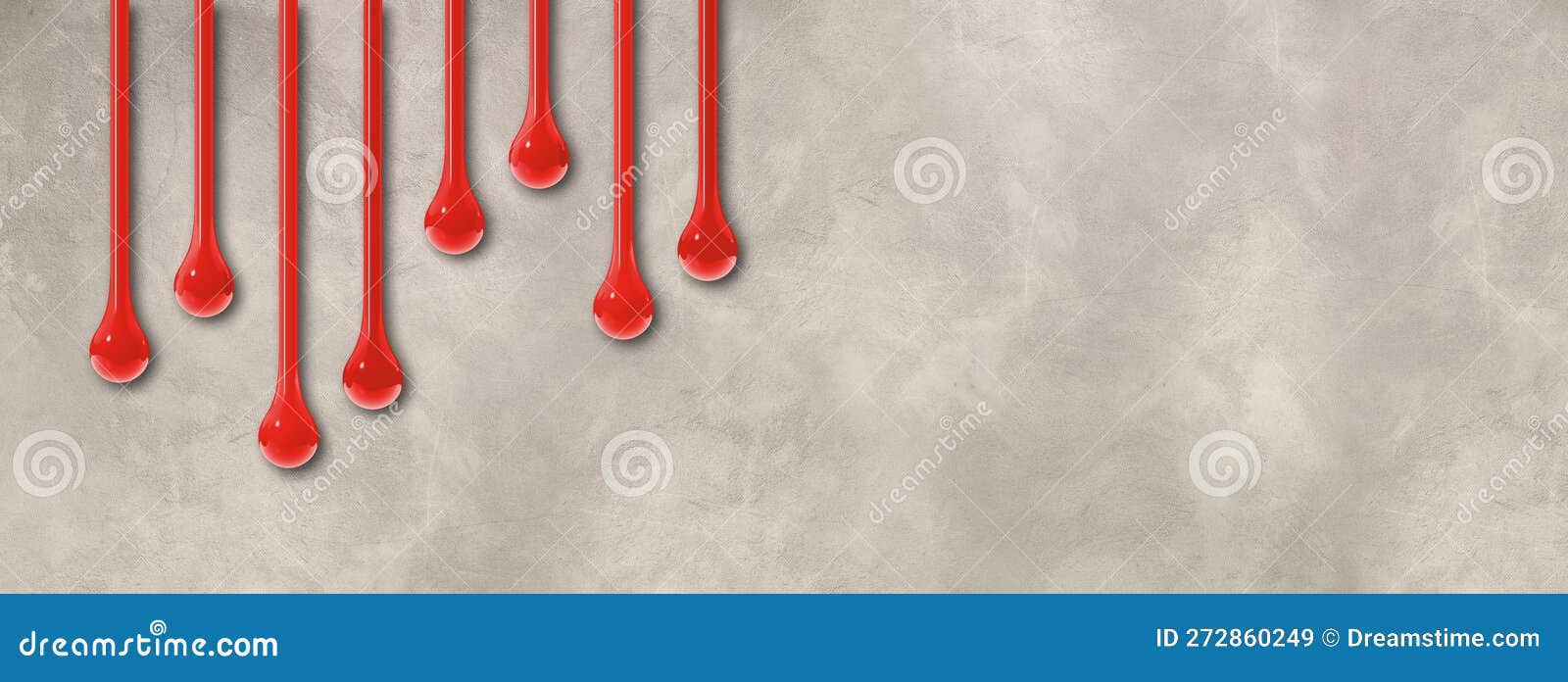 Red Ink Drops on Light Concrete Wall. Horizontal Banner Stock ...