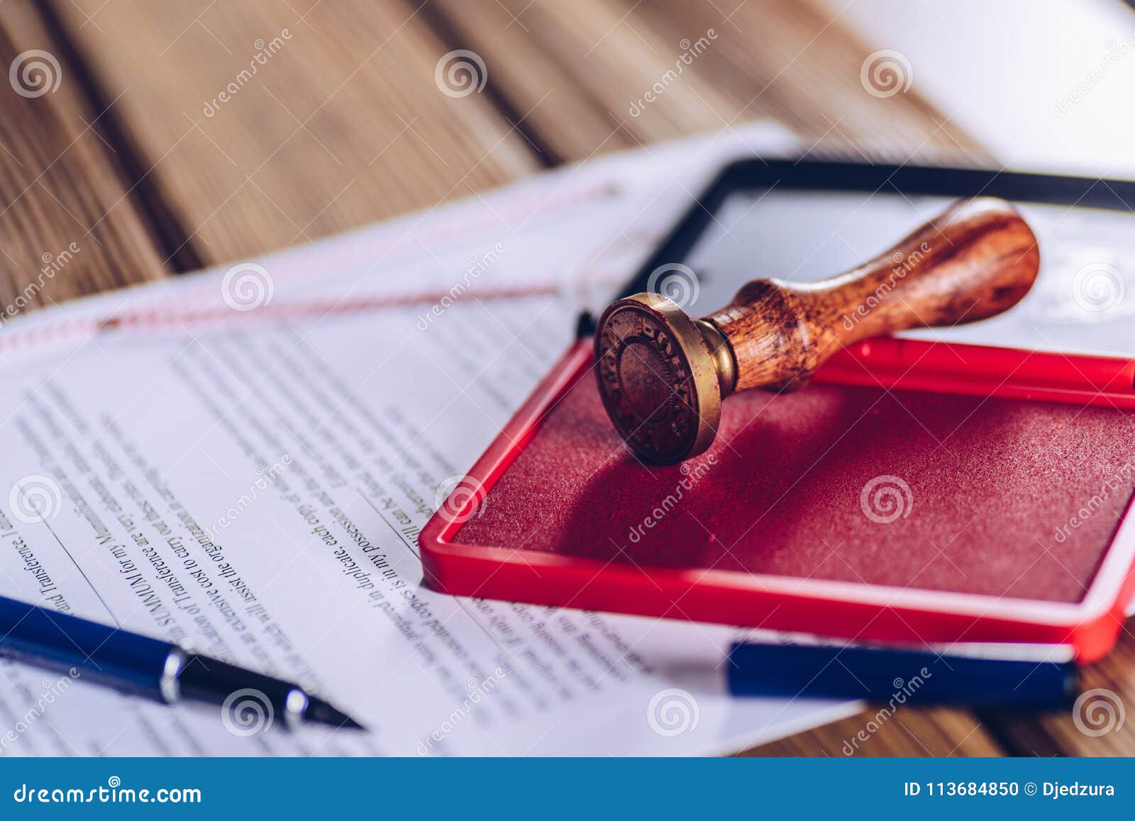 Red Ink Stamp on the Document Stock Photo - Image of testament ...