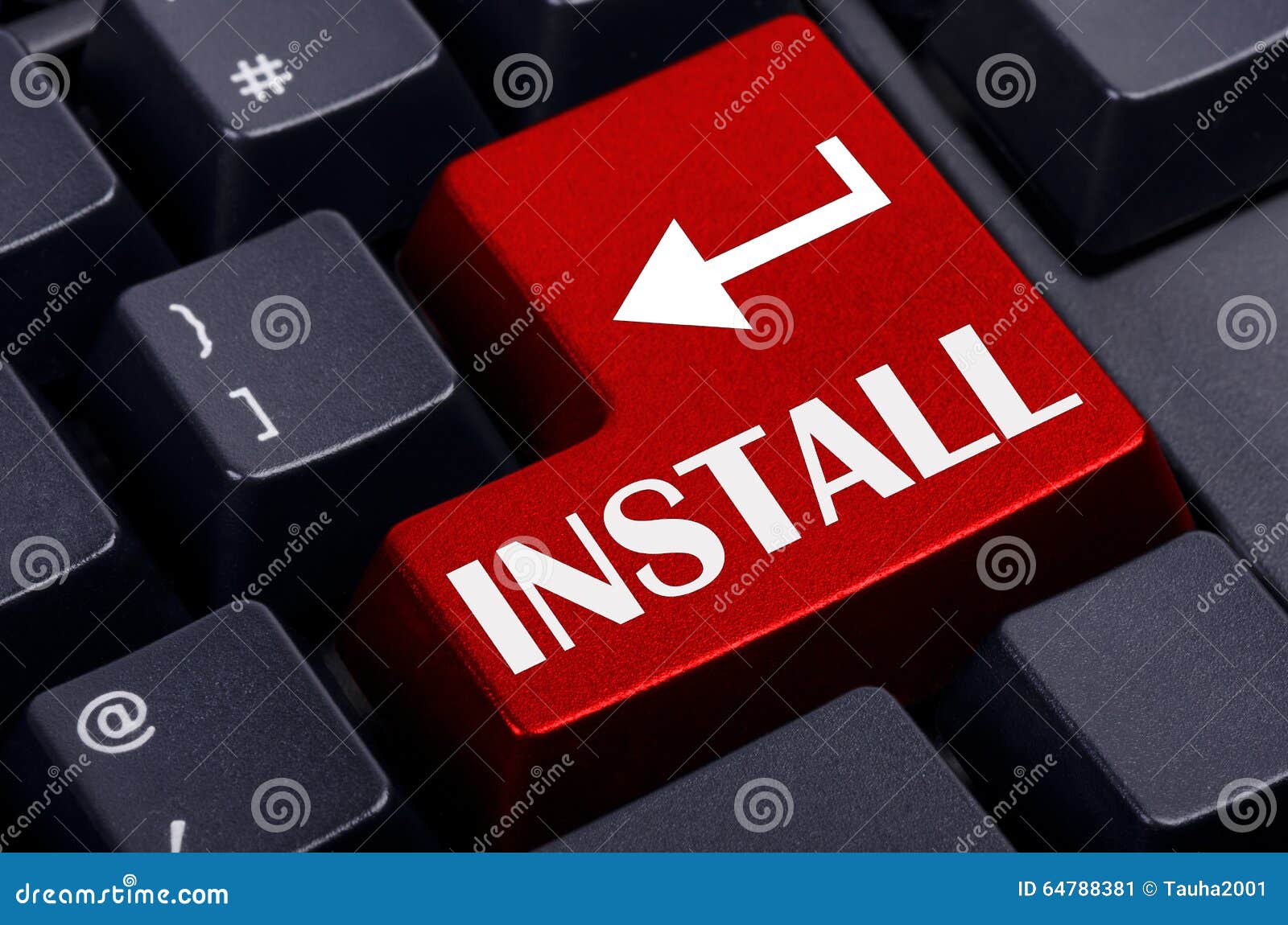 Red Install Button on the Keyboard Stock Image - Image of internet ...