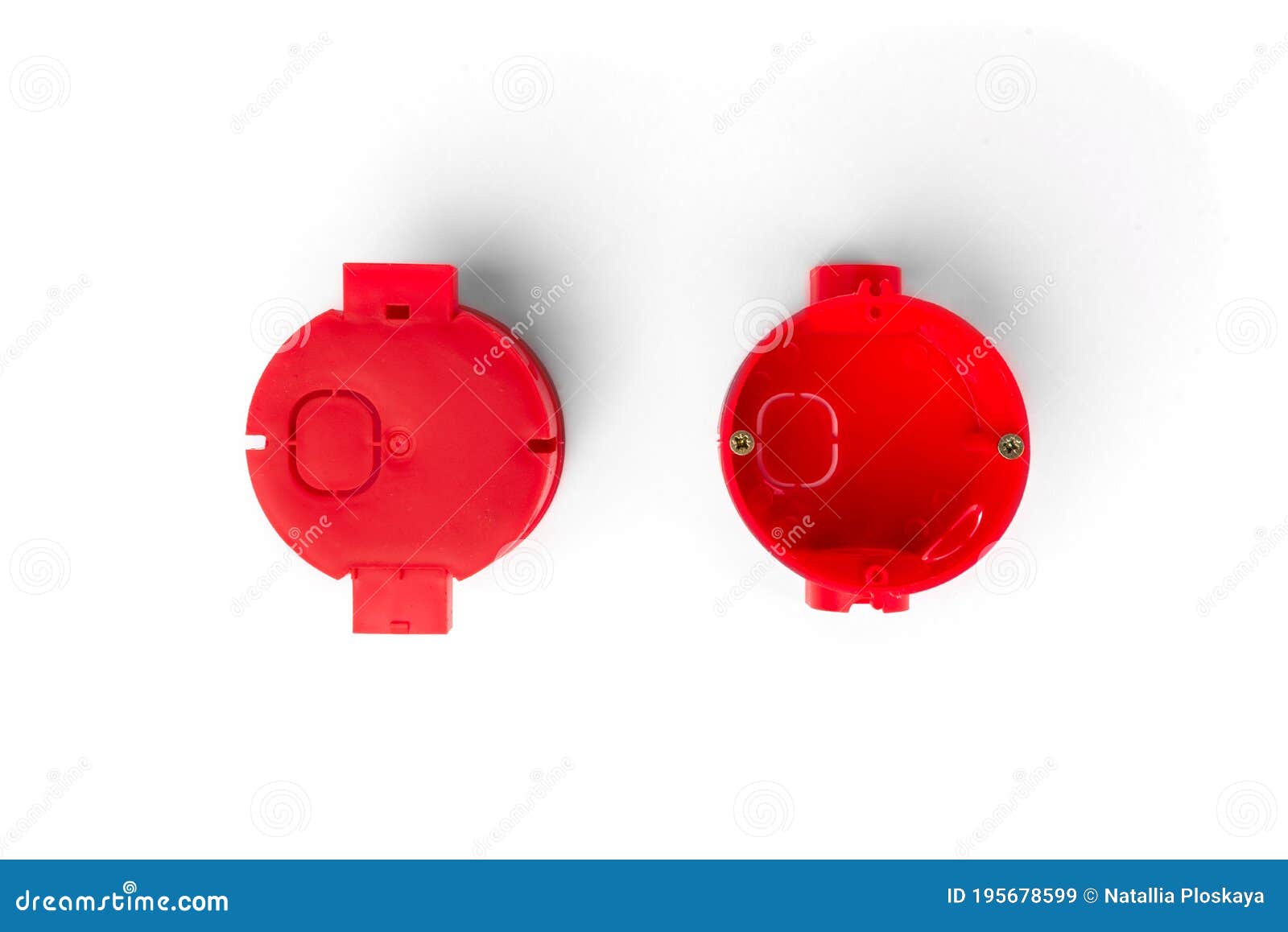 Red Installation Electric Box for Sockets and Wires on Concrete ...