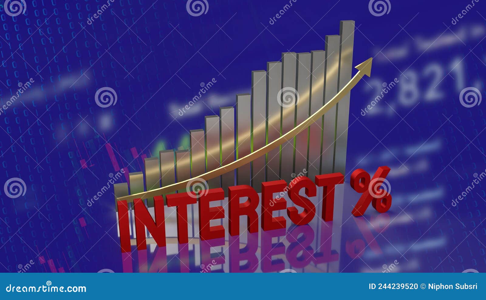 The Red Interest Text and Chart on Business Background 3d Rendering ...