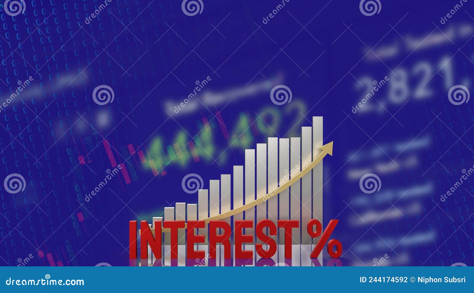 The Red Interest Text and Chart on Business Background 3d Rendering ...